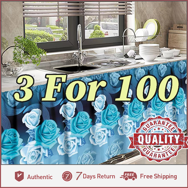 3PCS Sale Kurtina Sa Lababo Curtain For Lababo 100x70cm Kitchen Curtain ...