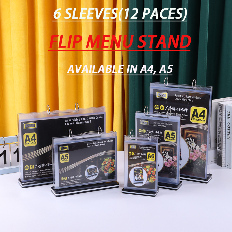 A4/A5 Size Flip Menu Standee/Acrylic Display Stand with 6 pieces of ...