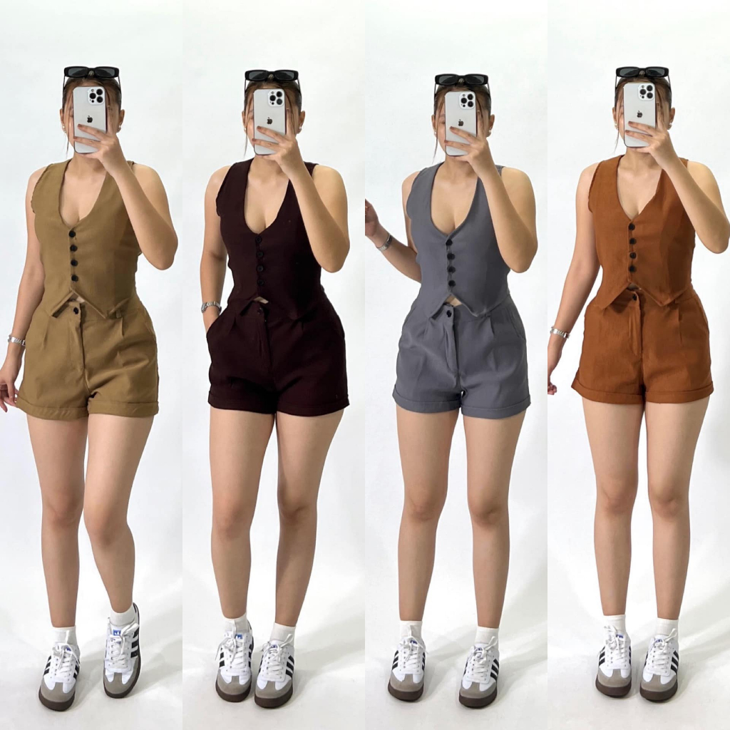 PLAIN VEST TERNO SHORT COORDINATES FOR WOMEN SEXY COORDS | Shopee ...