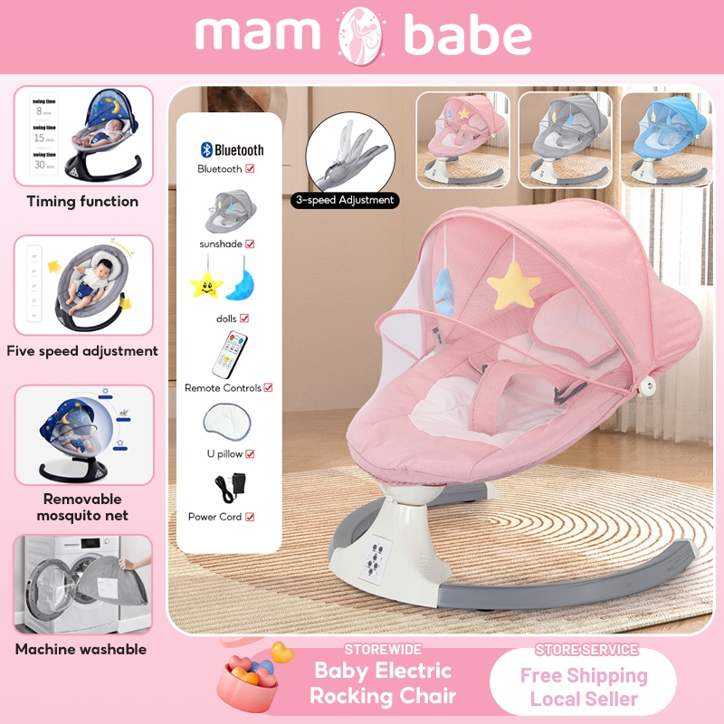 Baby Electric Rocking Chair Smart Bluetooth Music Cradle Foldable Anti ...