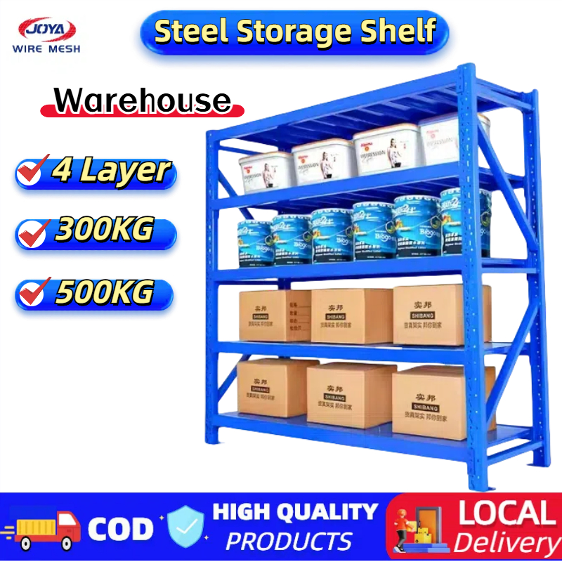 Load 500KG Metal Rack Organizer layer Steel Rack shelves heavy duty ...