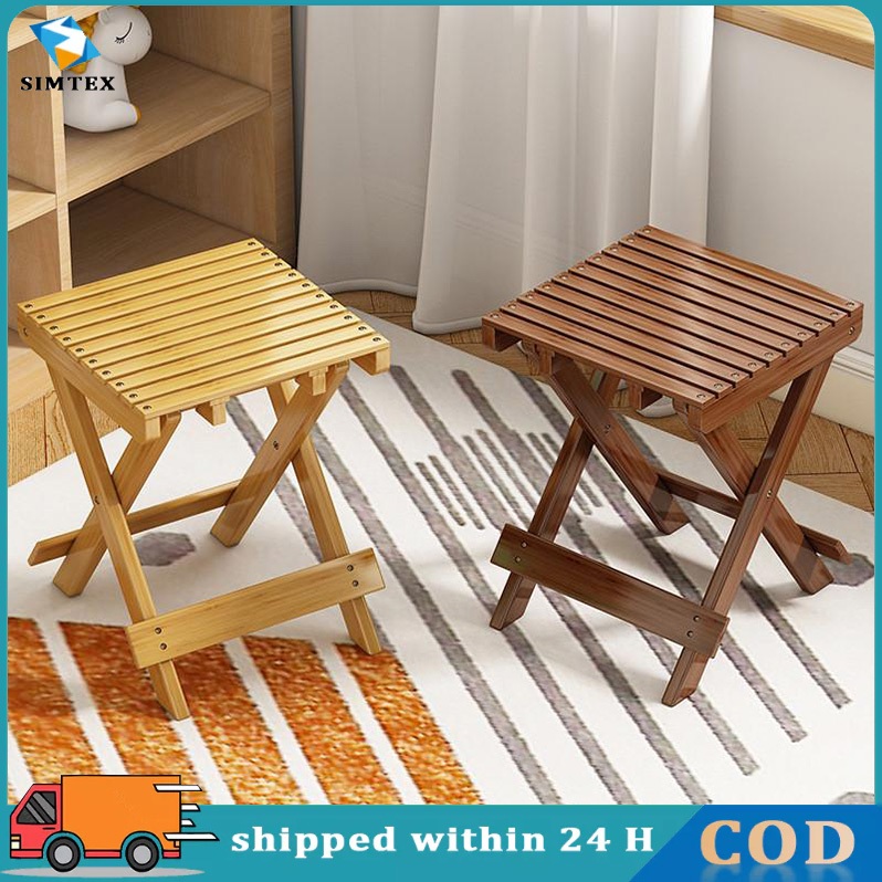 Foldable Dining Chair Multi-functional Bamboo Chair table Solid Wooden ...