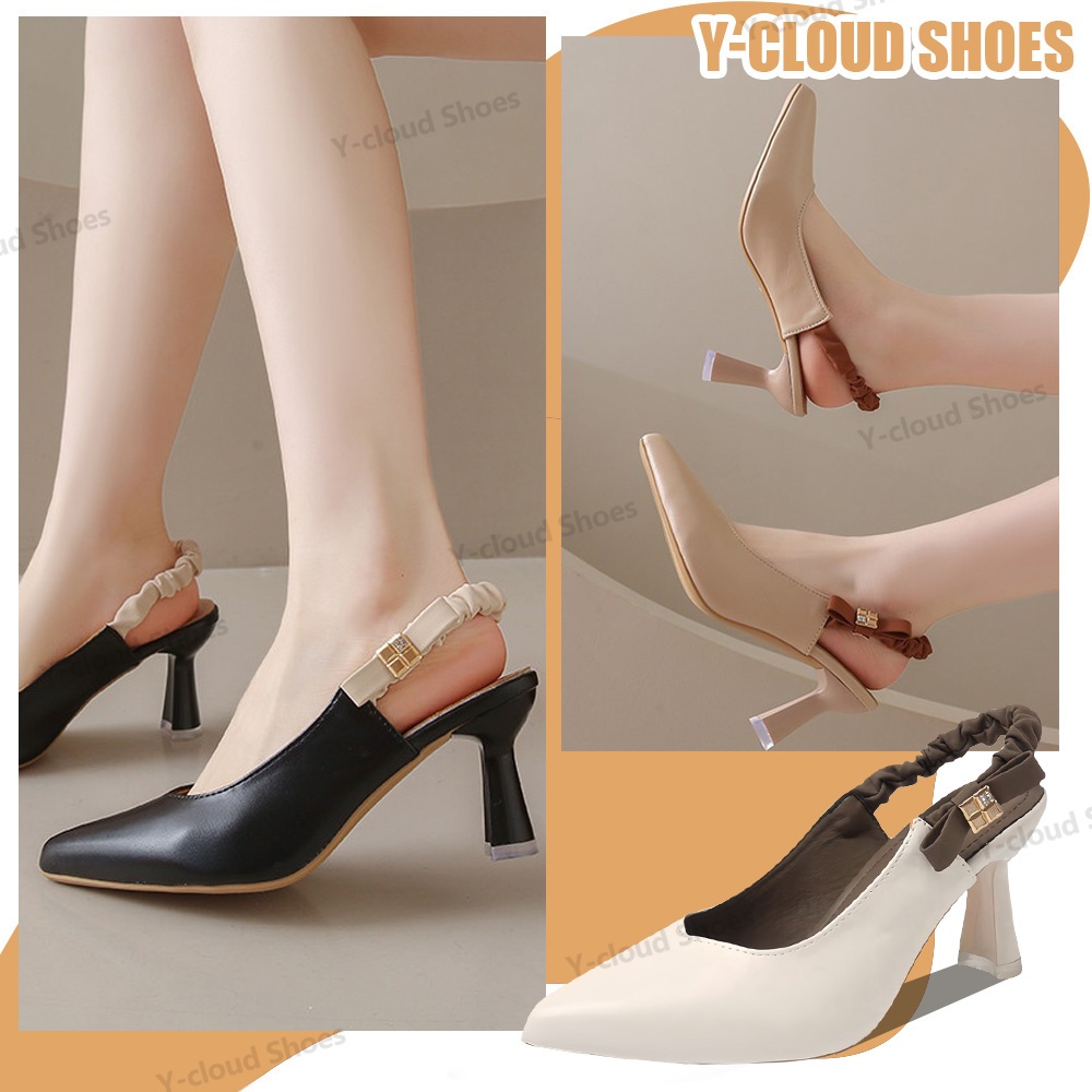 Pointed Stilleto Mid Heel Simple Solid Color Pointed Toe Low Heel ...