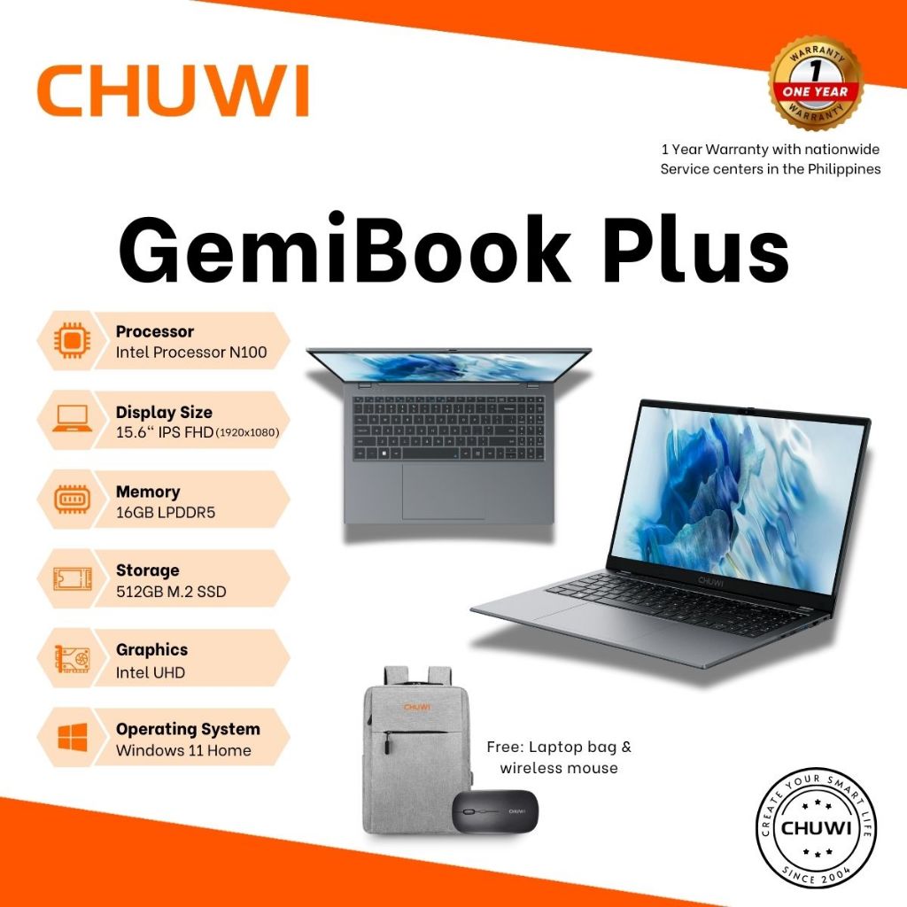 Chuwi Gemibook Plus | Intel N100 | Intel N150 | 15.6" IPS | 512GB SSD ...