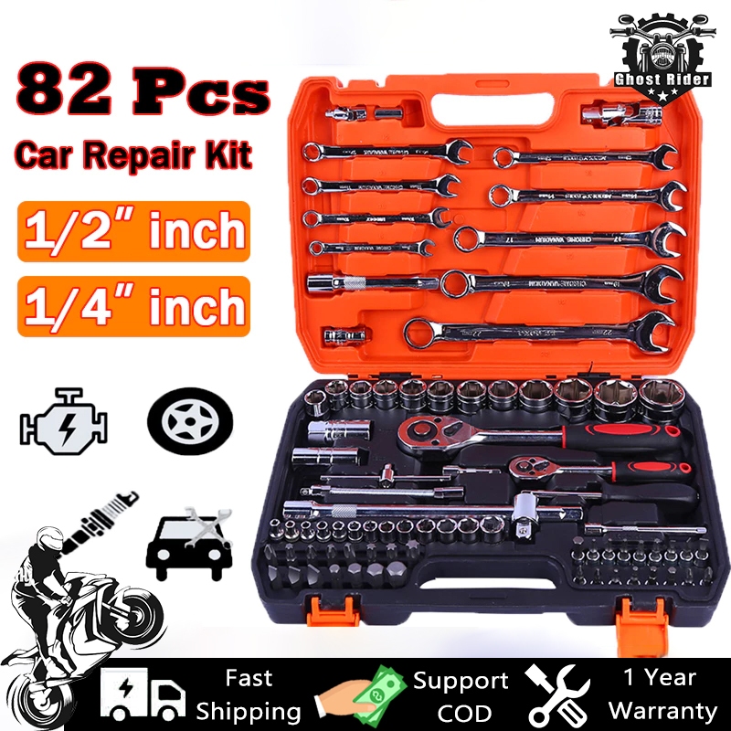82 PCS Tools Socket Torque Tool Box Motorcycle Auto Repair Tools Kit ...