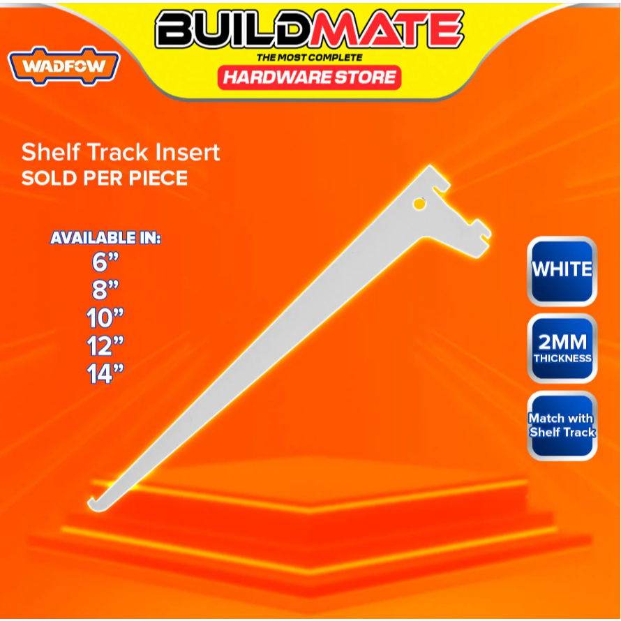 BUILDMATE Wadfow Steel Shelf Track Insert 6" - 14" Inch Bracket Support ...