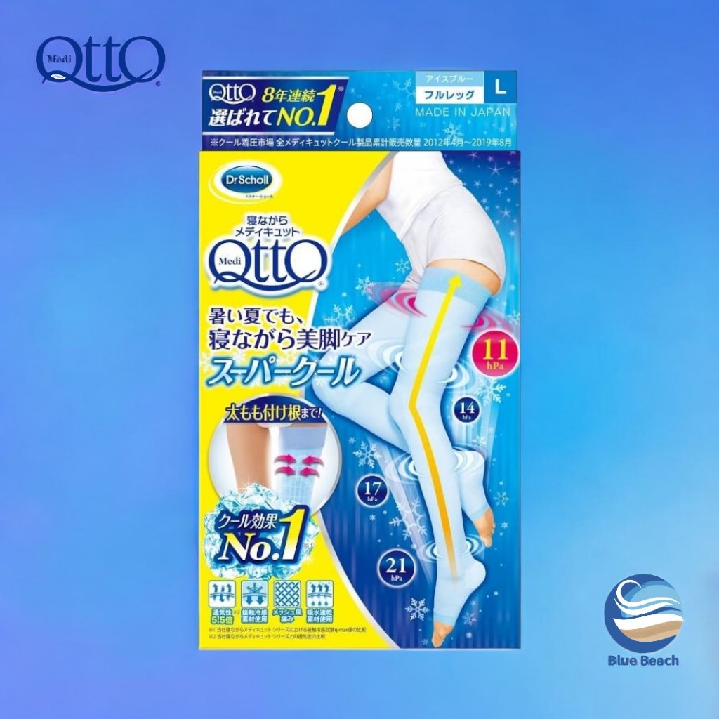 MediQtto Super Cool/Full Leg Cooling Compression Socks/Sleep Wear/Made ...