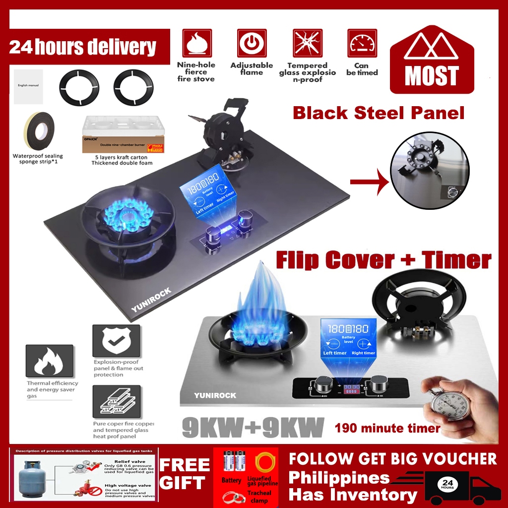 Gas Stove Double Burner Gas Stove Burner Stove Burner Flip Cover ...