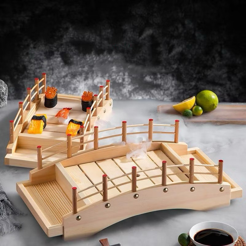 Japanese Sushi Plate Bridge Boat Pine Creative Sushi Sashimi Platter ...
