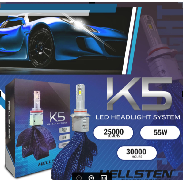 PREMIUM HELLSTEN K5 6000K | FANLESS WHITE LED LIGHT | ALL SOCKETS AVAILABLE | 1 SET / PAIR ...