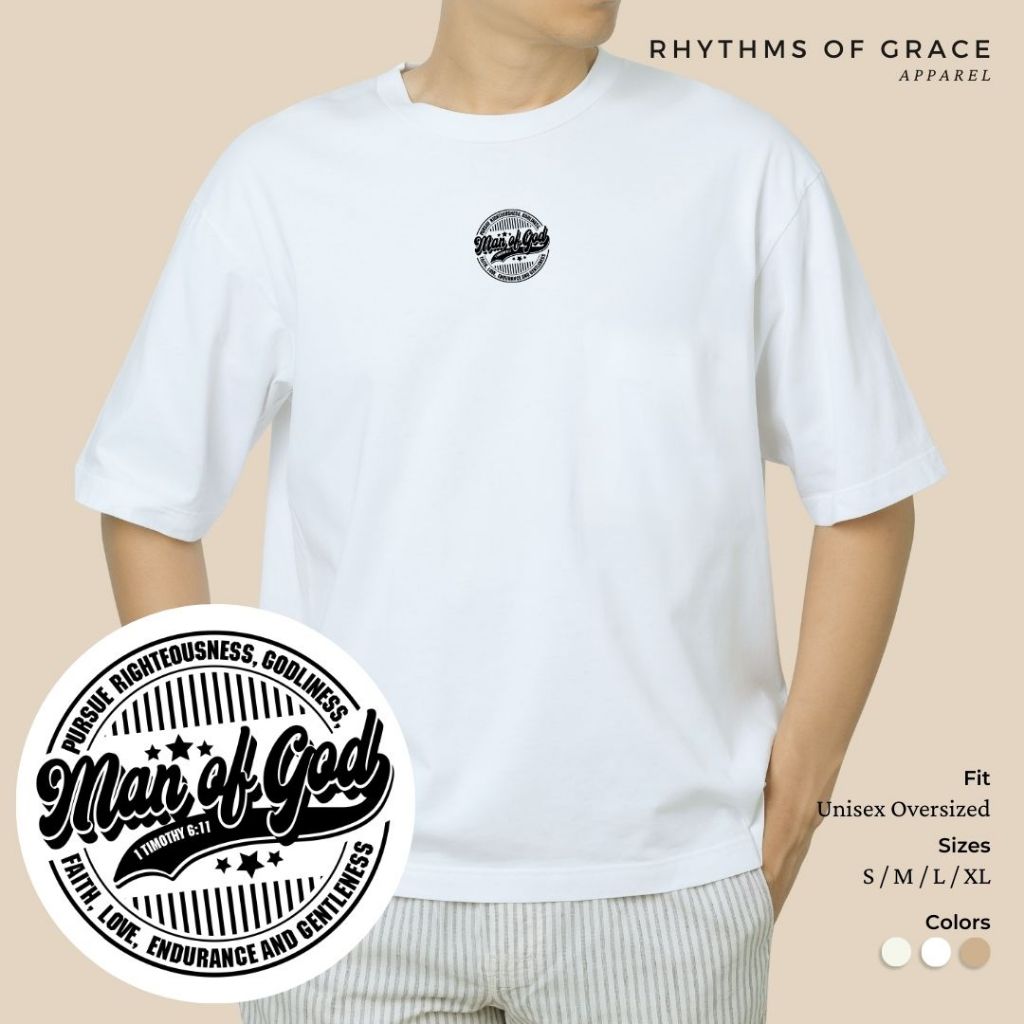 Rhythms of Grace Man of God Oversized Christian T-Shirt For Men ...
