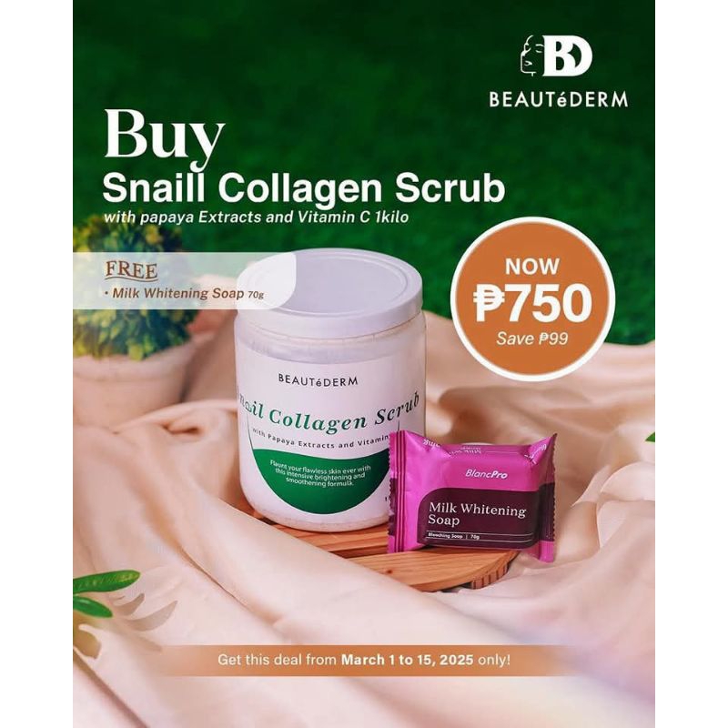 BUY SNAIL COLLAGEN SCRUB 1KG Free MILK SOAP 70G | Shopee Philippines