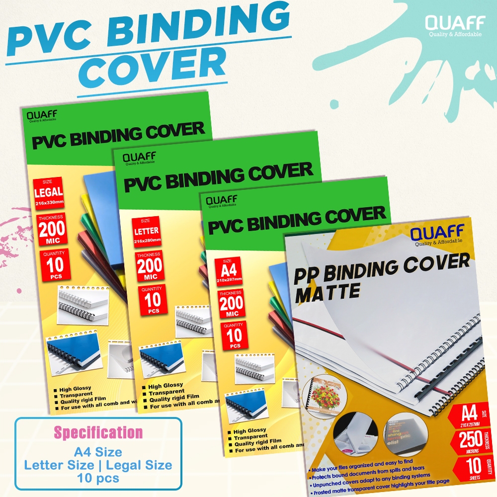 QUAFF PVC Binding Cover & PP Frosted Matte 10 Sheets Short - A4 - Long ...