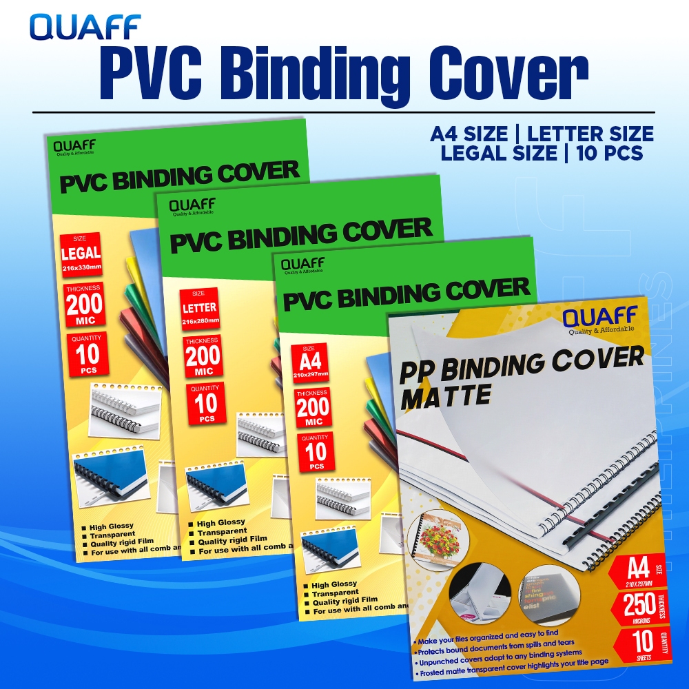 10 sheets QUAFF PVC Binding Cover & PP Frosted Matte Cover for Binding ...
