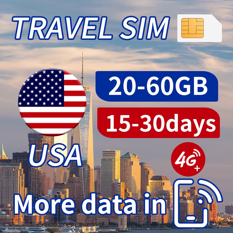 USA TRAVEL SIM(15-30days 3GB-60GB High speed DATA) 4G/5G DATA SIM CARD IN USA more data can ...