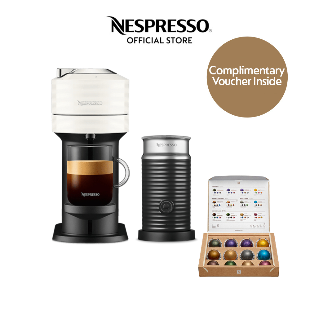 Nespresso® Vertuo Next White Coffee Machine & Aeroccino 3 Black Milk ...