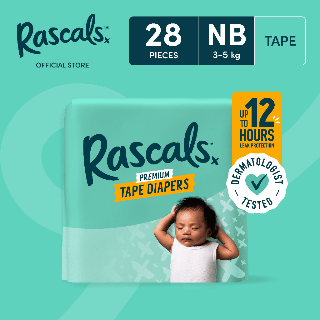 Rascals Tape Diaper Convenience Pack - Newborn, 28 Pads | Shopee ...