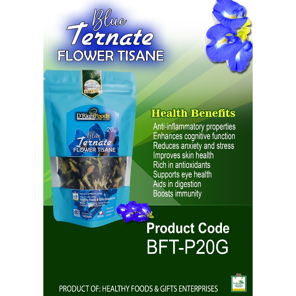 Blue Ternate Flower Tisane / 20 grams pouch / Whole flower / Dried ...