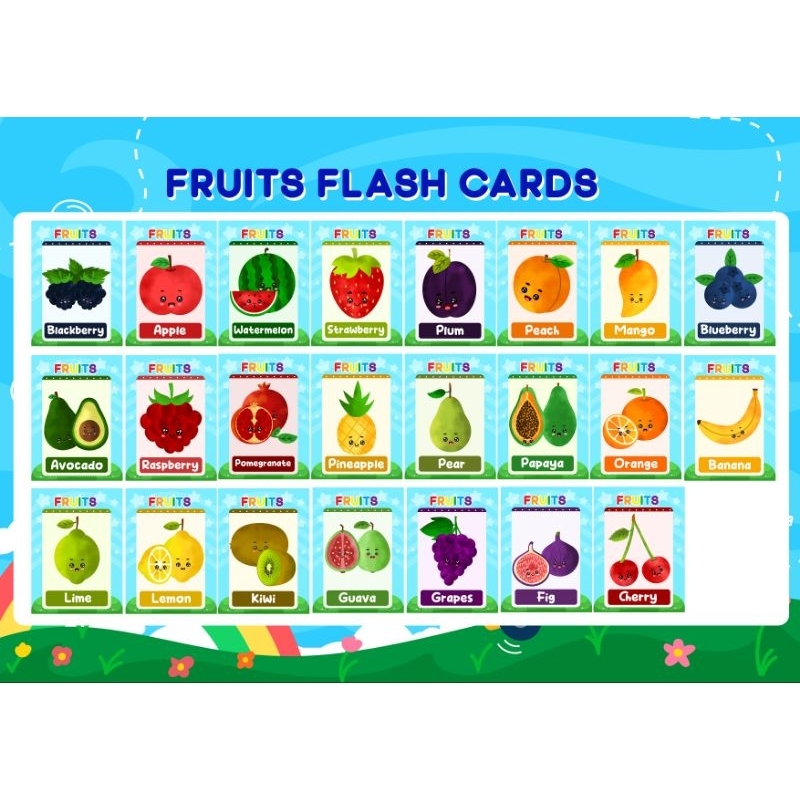 LAMINATED EDUCATIONAL ALPHABET, FRUITS FLASH CARDS | Shopee Philippines