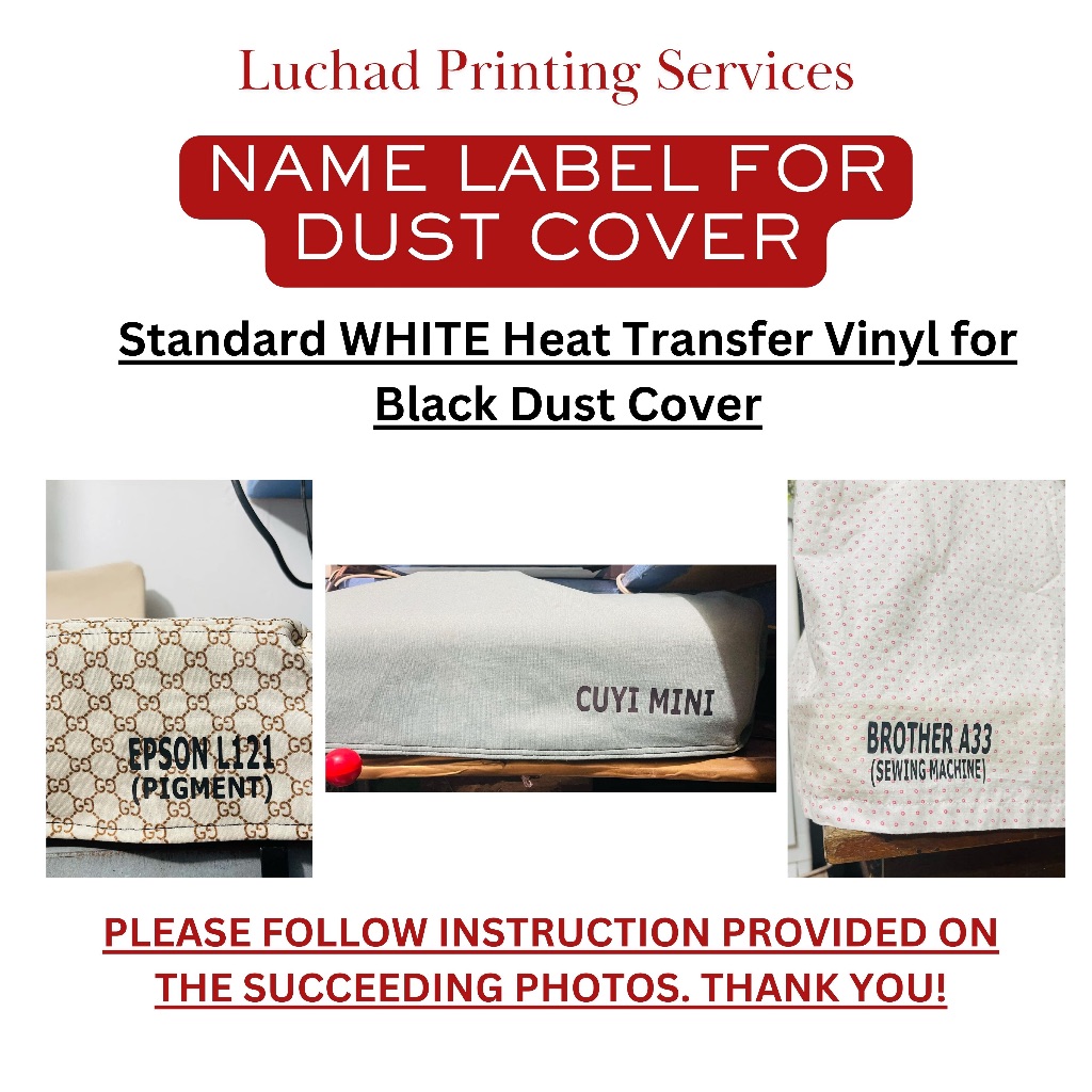CUSTOM HTV NAME (PRINTER MODEL) LABEL FOR DUST COVER - (WHITE HEAT ...