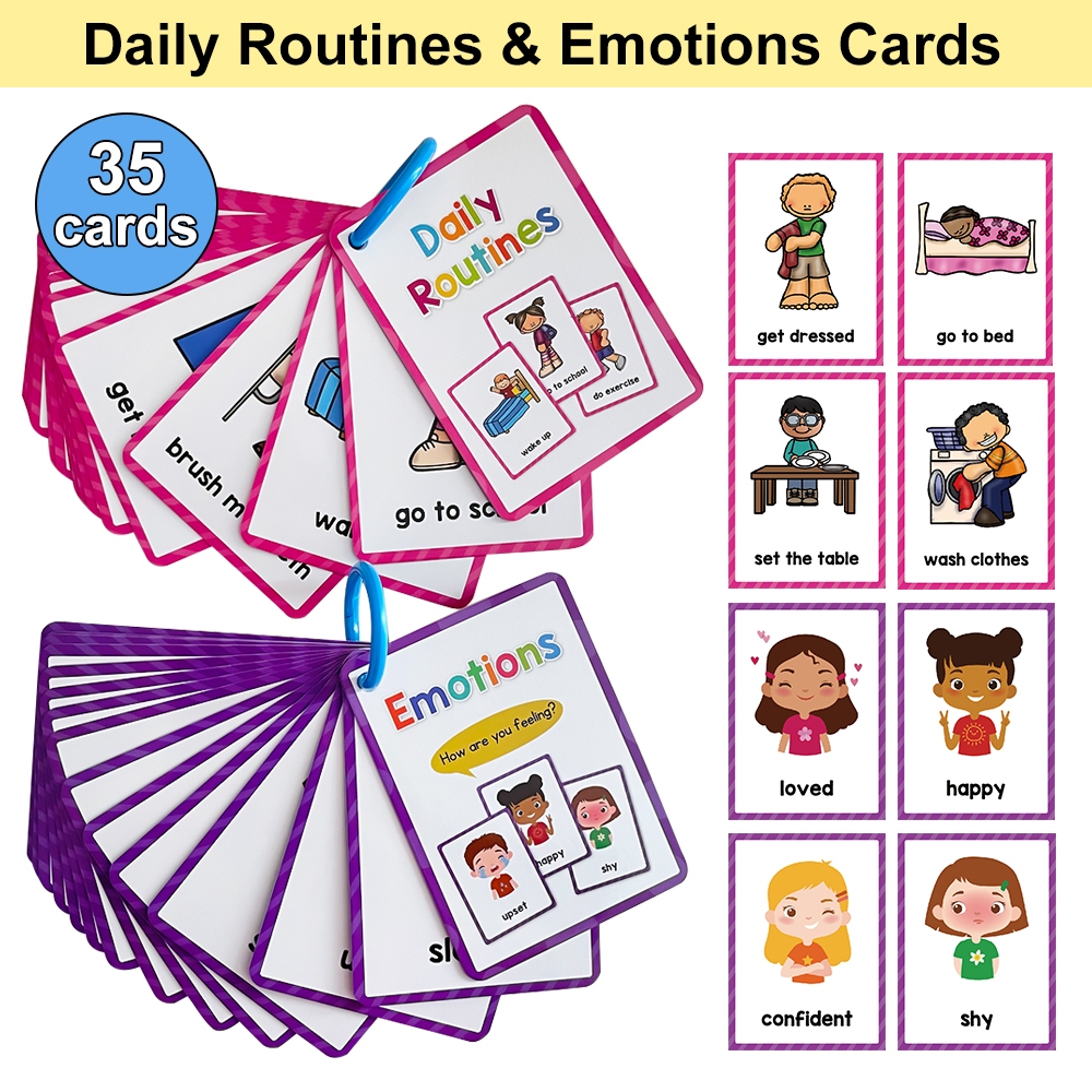 Daily Routines & Emotions Flashcards Kids Early Educational Learning ...