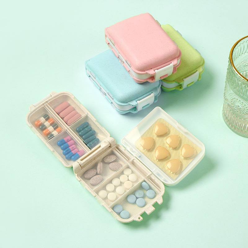 3 Layer Folding Medicine Box Portable Wheat Straw Mini Family First Aid ...