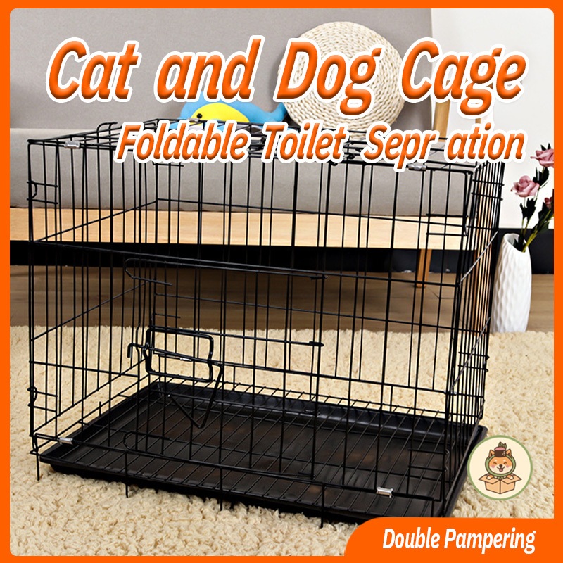 Fold Double doors open Dog Cage with Poop Tray Heavy Duty Pet ...