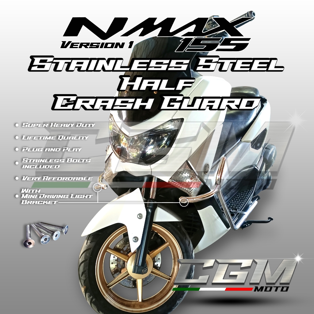 ⭐️NMAX V1 FULL & HALF ARMOR CRASH GUARD STAINLESS STEEL FULL CRASH ...