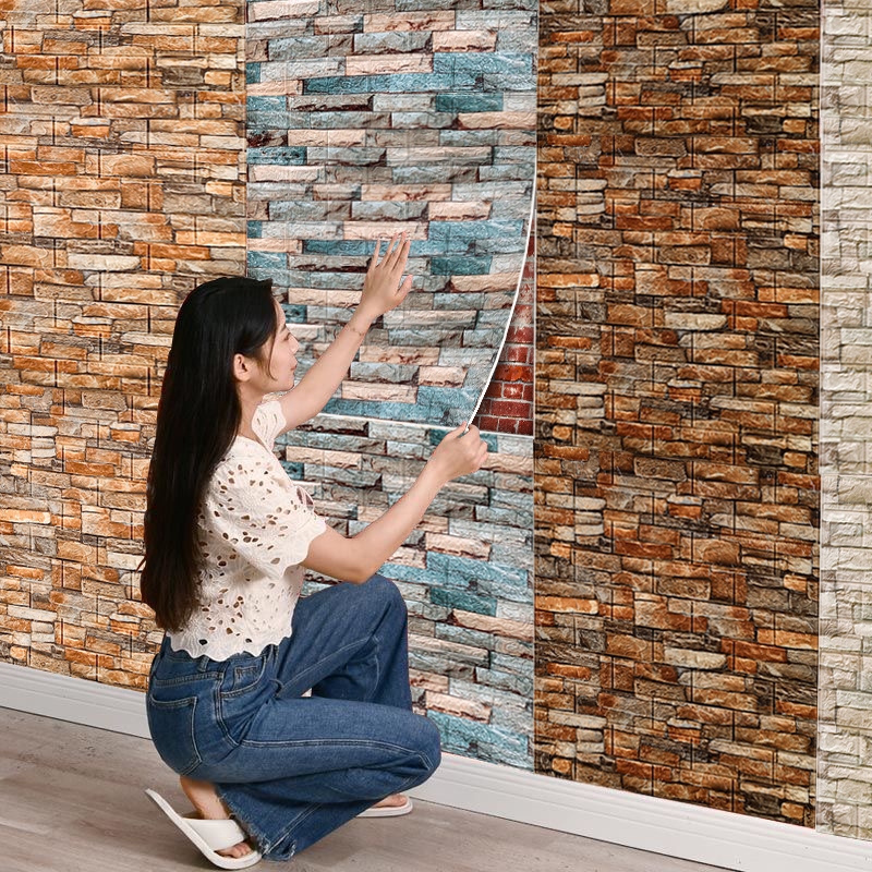 3D Retro wallpaper 77x70cm Wall Sticker adhesive foam bricks Waterproof ...