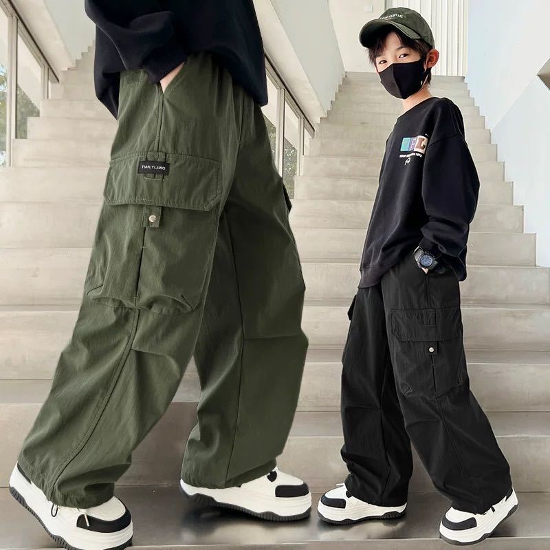 8-12yrs Cargo pants for kids boys 4 pockets urban baggy straight pants ...