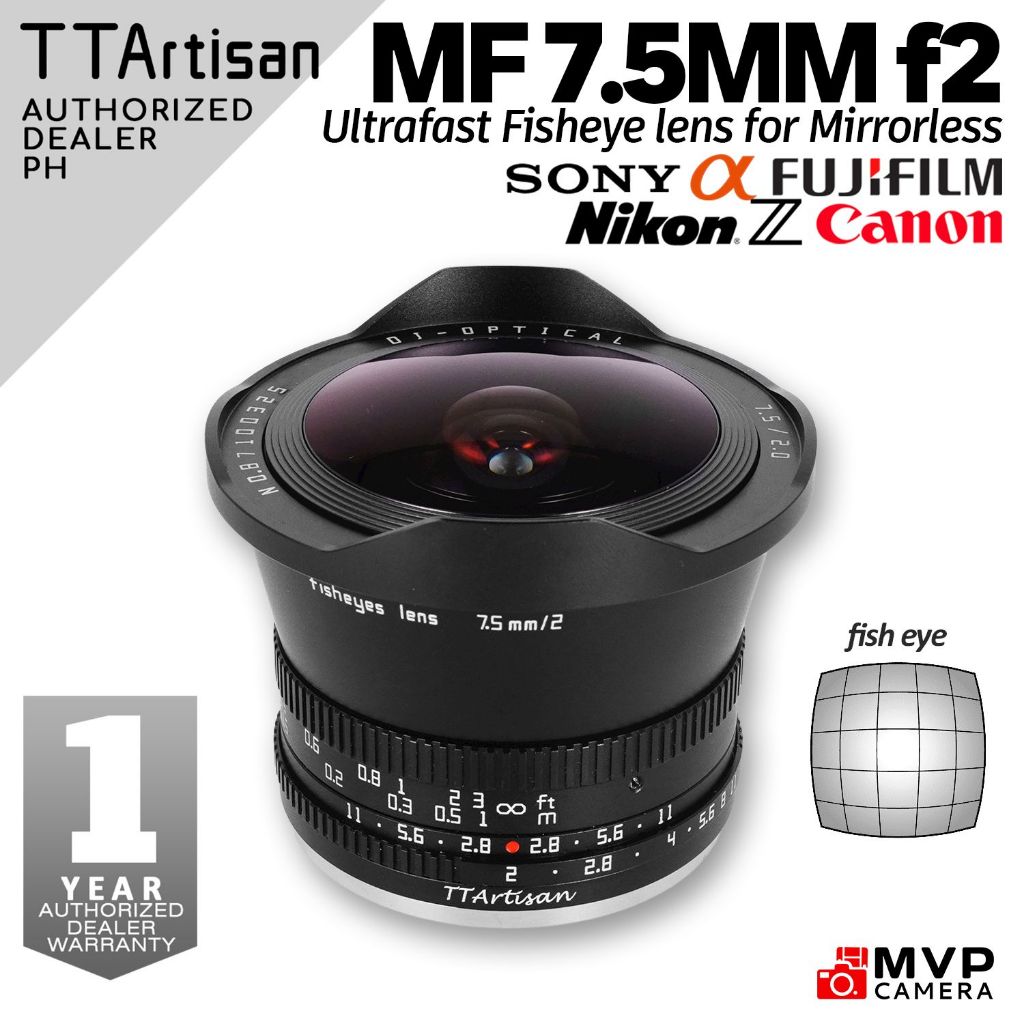 TTARTISAN 7.5mm F2.0 APS-C Large Aperture Cameras Lens Fisheye TT ARTISANS MVP CAMERA | Shopee ...