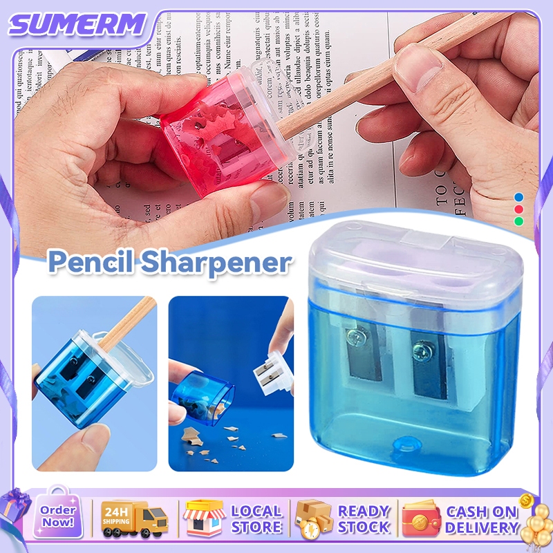 Pencil Sharpener Dual Holes Transparent Plastic Manual Sharpener Bulk ...