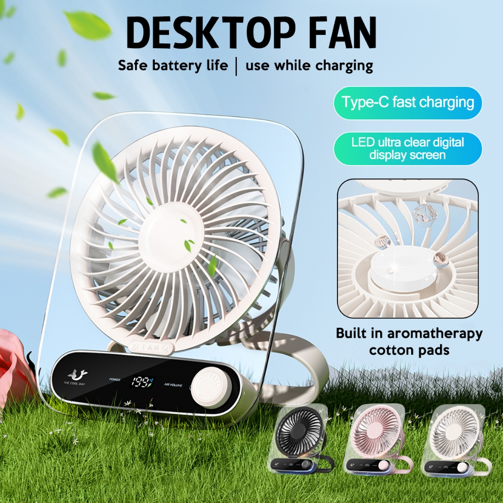 Lightweight Mini Desktop Fan with Digital Display, 199 gears Type-C ...