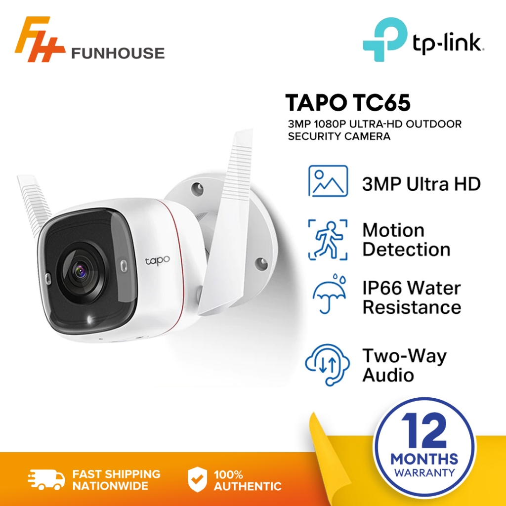 Funhouse | TP-Link Tapo TC65 3MP Outdoor Night Vision Motion Detection ...