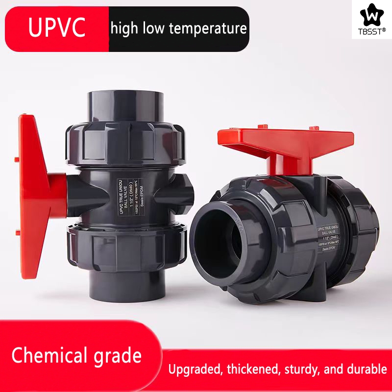 union ball valve UPVC octagonal plastic straight mouth dark gray ...