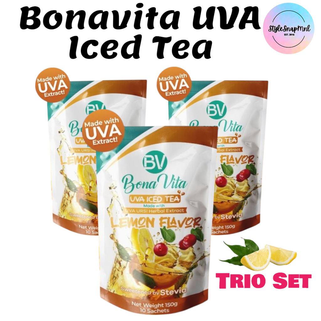 Bonavita UVA Iced Tea Lemon Flavor with Bearberry Extract TRIO SET (3 ...