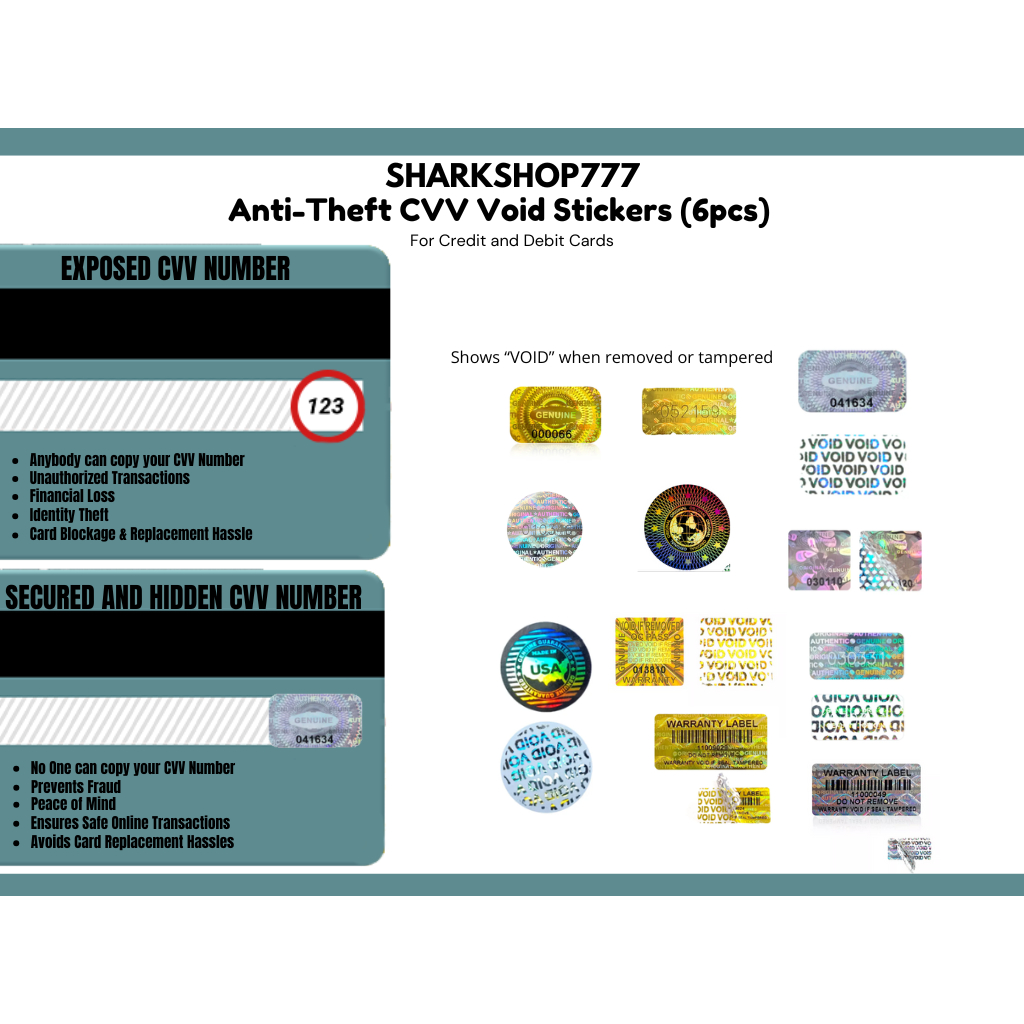 Anti-Theft Credit and Debit Card CVV Protection Tamper Proof Sticker ...
