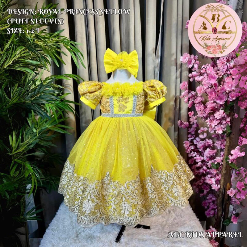 Royal Princess Yellow Gown for 1-2 yrs old ( PRELOVED ) | Shopee ...