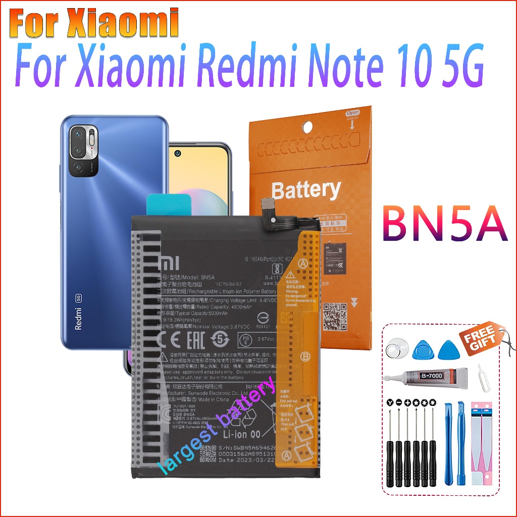 Orginal New 5000mAh BN5A Battery For Xiaomi Redmi Note 10 5G Batteries ...