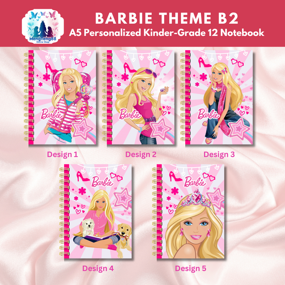 Barbie Theme Personalized Notebook Batch 2 Kinder-Grade 12 A5 (14cm x ...