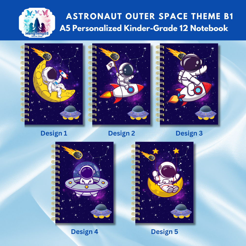Astronaut Outer Space Theme B1 Personalized Notebook Kinder-Grade 12 A5 ...