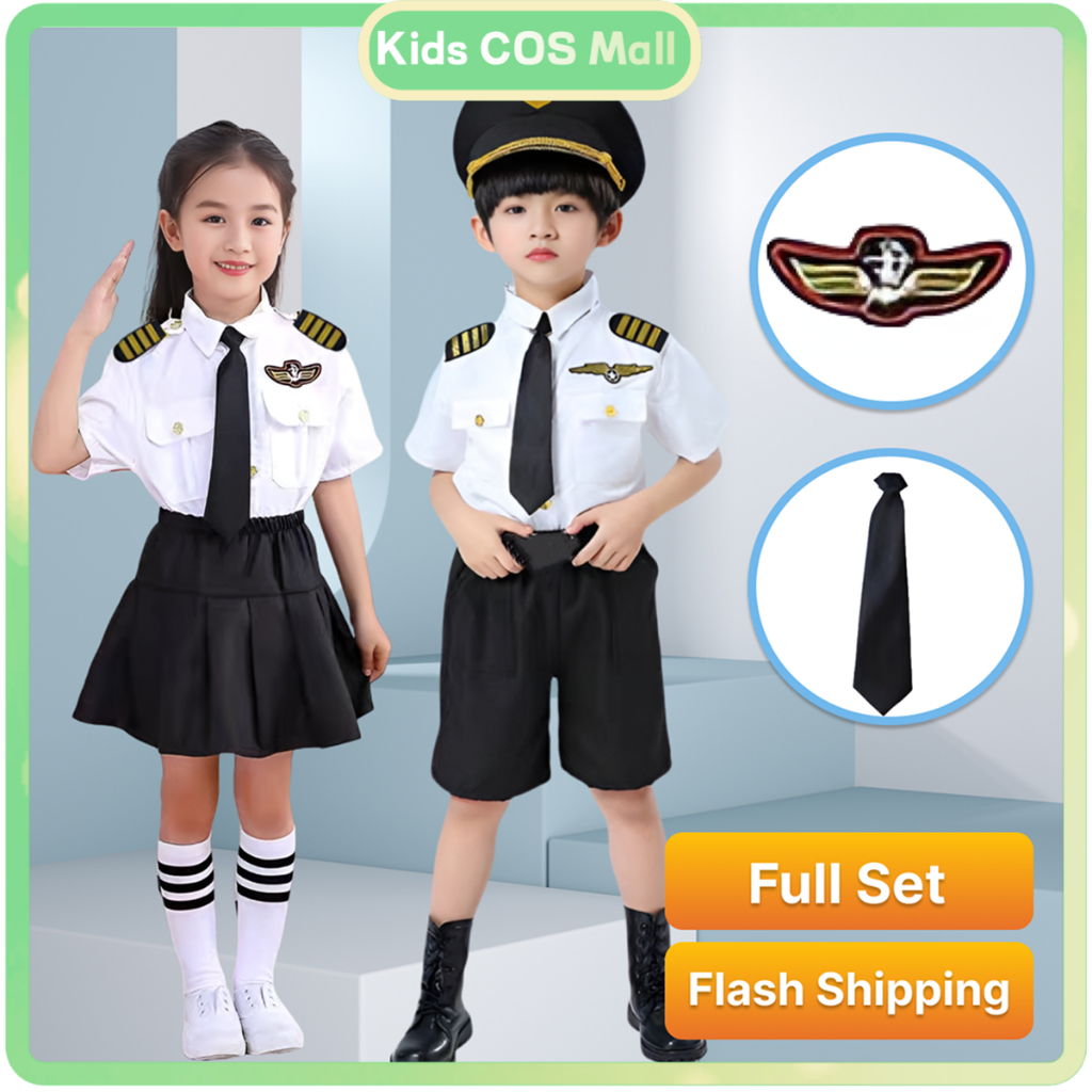 Aircraft Captain Cosplay Pilot Flight Attendant Costume for Kids Boy ...