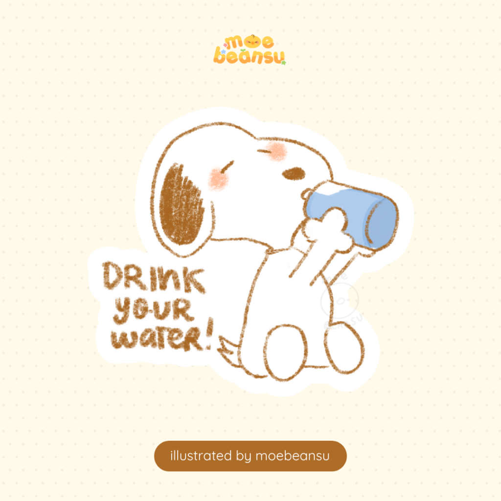 Snoopy Drink Your Water Waterproof Vinyl Sticker | moebeansu | Shopee ...