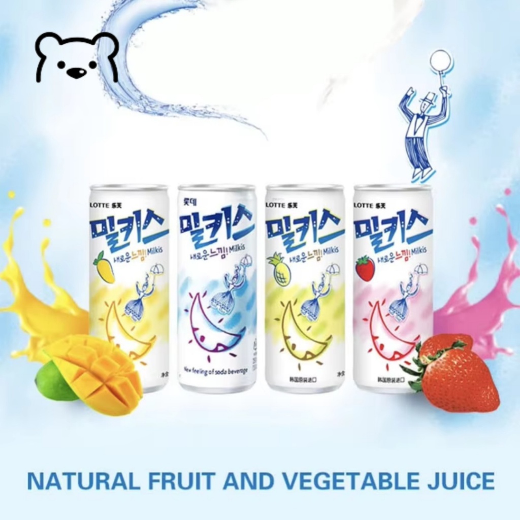 Korea HALAL Lotte Milkis Soda Drink (Milk & Yogurt, Melon) 250ml ...