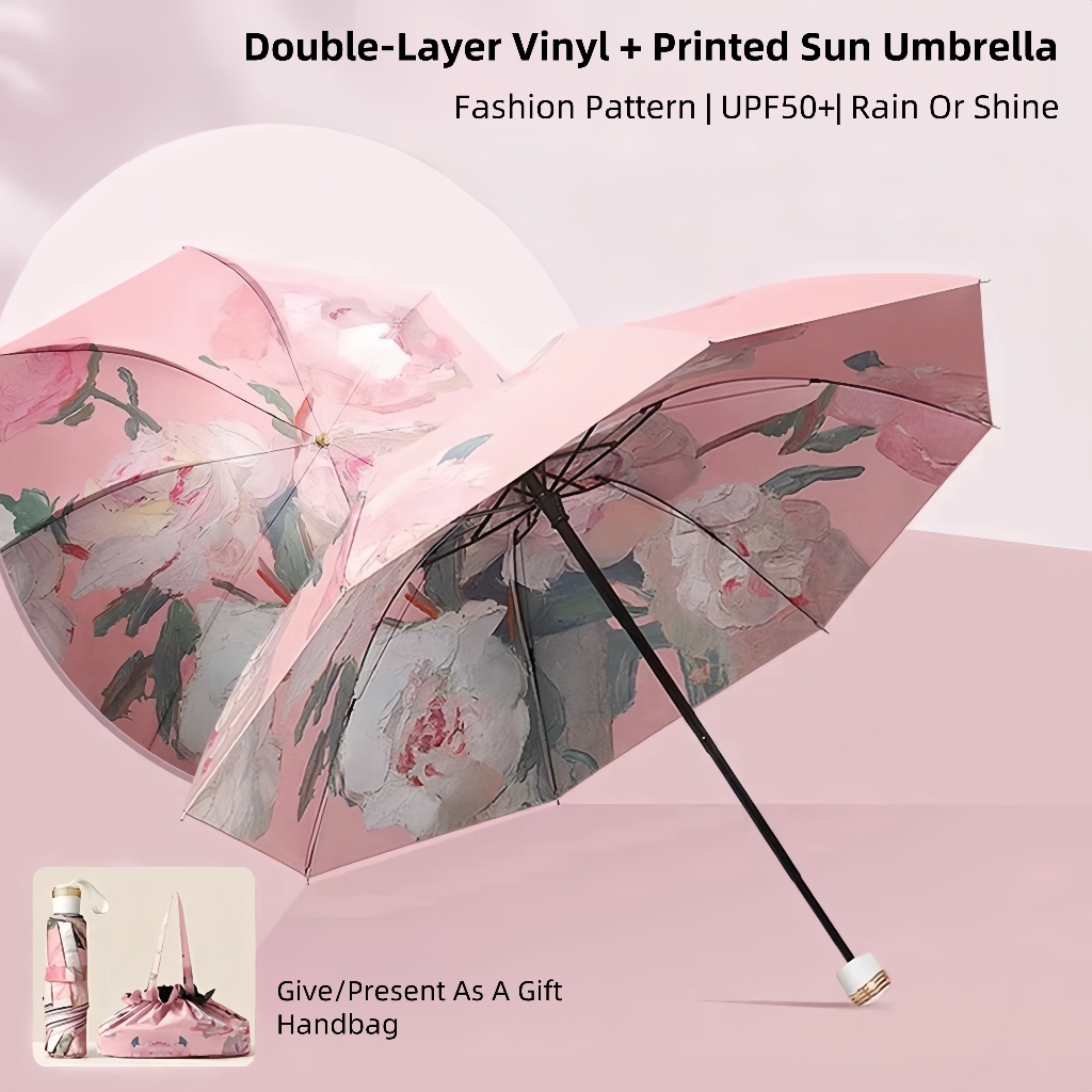 Double-Layer Vinyl Umbrella Umbrella For Rain Or Shine Sun Umbrella ...