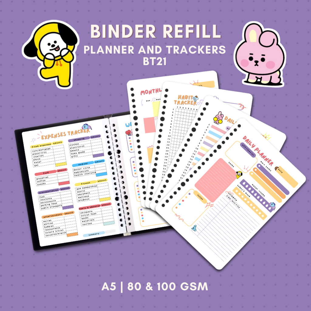 Binder Refill BT21 Dreams | A5 Binder Loose Leaf Paper Refill | Ink by ...