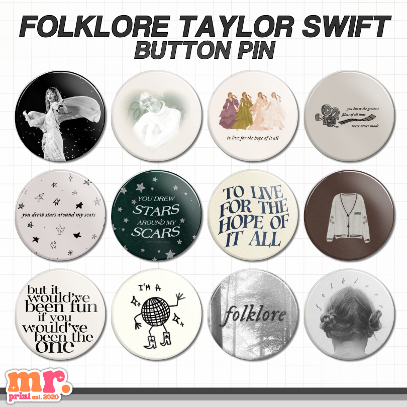 FOLKLORE BUTTON TAYLOR SWIFT BUTTON PIN | Shopee Philippines