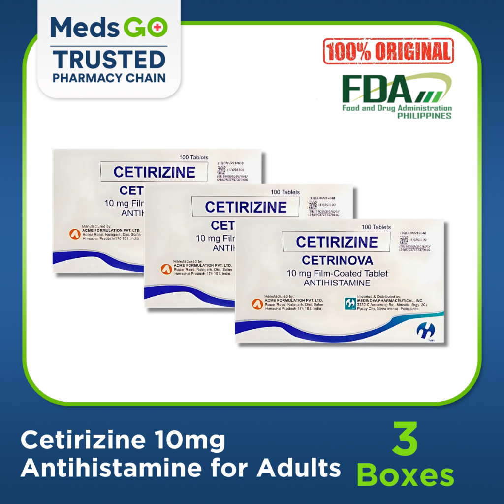 Cetirizine 10mg Antihistamine for allergy Adult - 3 Boxes (Ceticit ...
