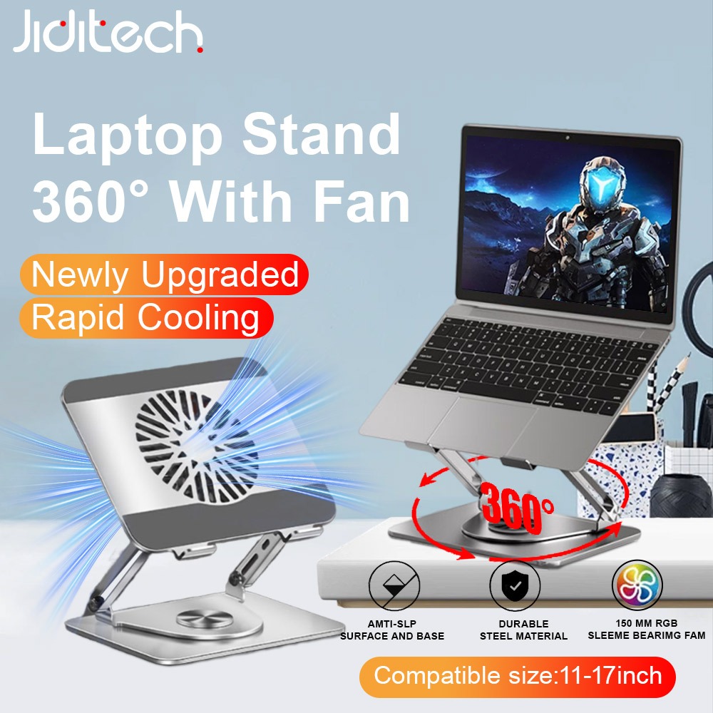 【Upgrade🆙】Jiditech Laptop Stand 360° Adjustment With Fan Laptop cooling ...