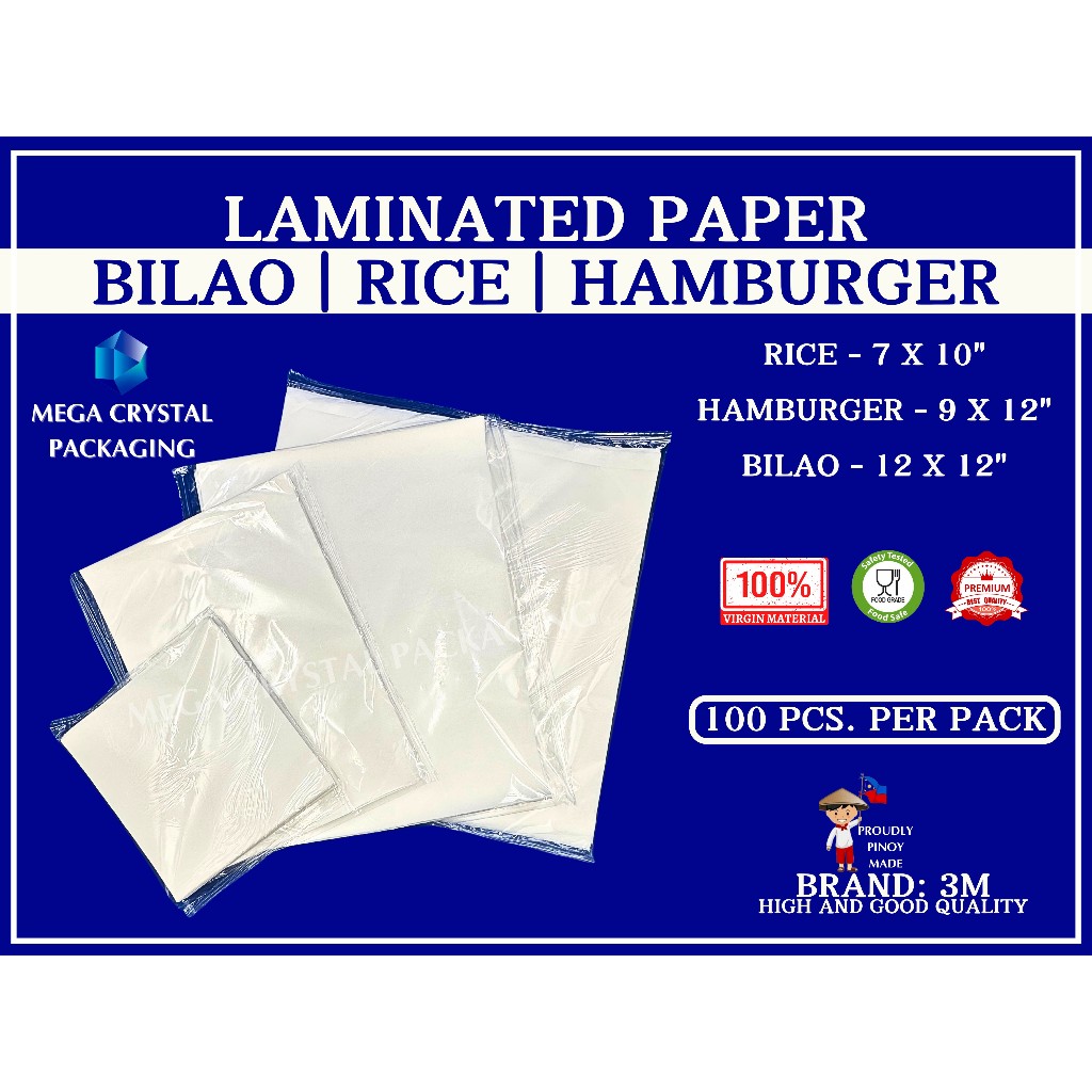 [ 100 PCS ] Bilao 12x12" / Rice Paper 7x10" / Hamburger Paper 9x12 ...